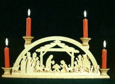 German Wood Nativity Christmas Candle Arch Display - Tea Laden - Tea Laden